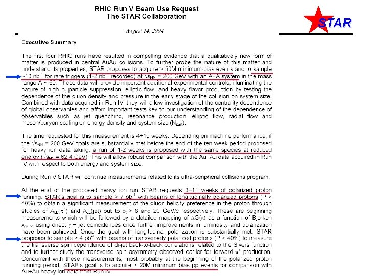 Brief Overview of STAR Goals for FY 05