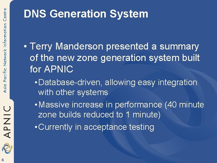 DNS Operations SIG Report Joe Abley ISC APNIC