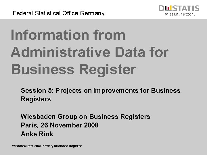Federal Statistical Office Germany Information from Administrative Data