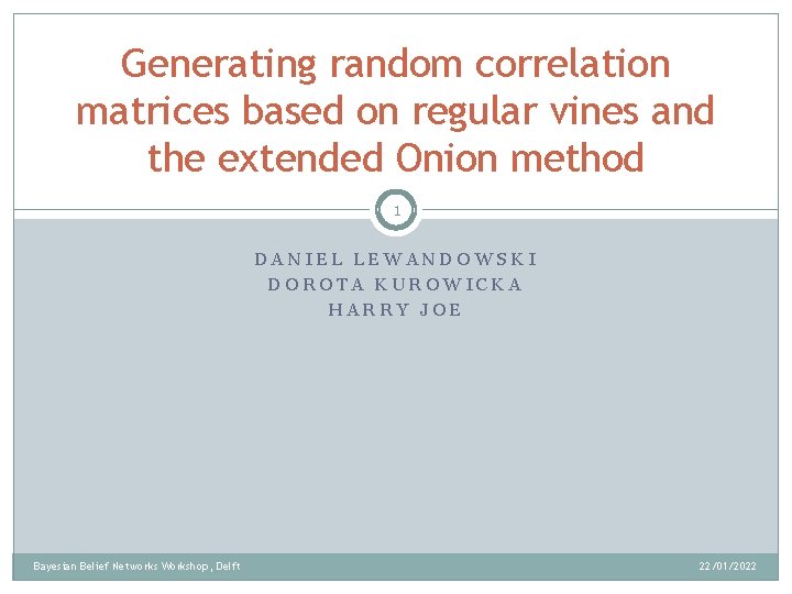 Generating random correlation matrices based on regular vines