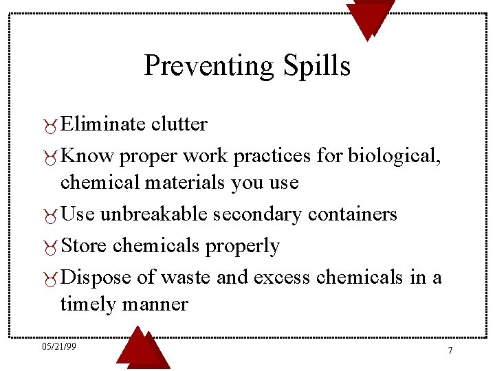Chemical Spills Prevention Assessment Reporting and Cleanup Objectives