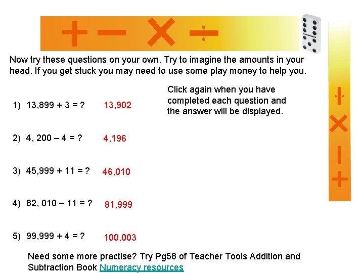 Large Numbers Roll Over I am learning how