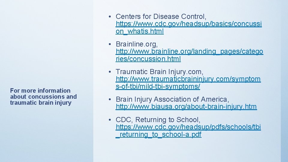 Return to Learn After Concussion Annual Training State