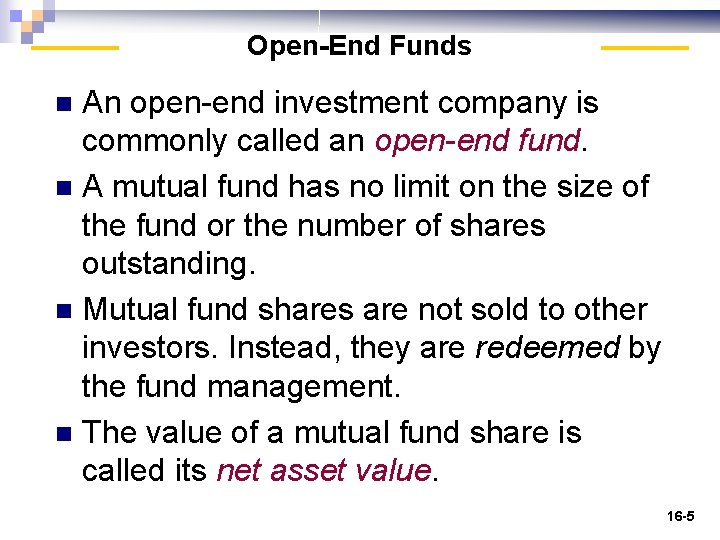 Investments Analysis and Behavior Chapter 16 Mutual Funds