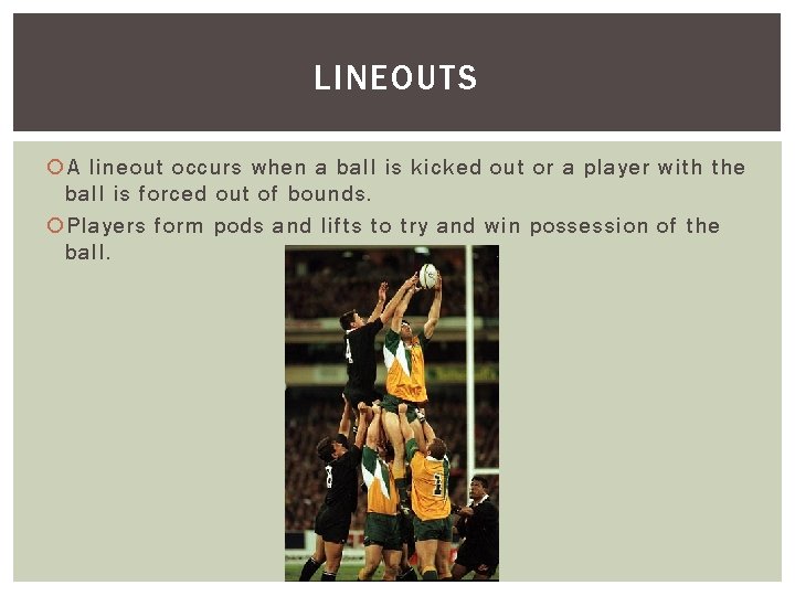 Learning Rugby Emily Johnson OUTLINE Field Positions Basics