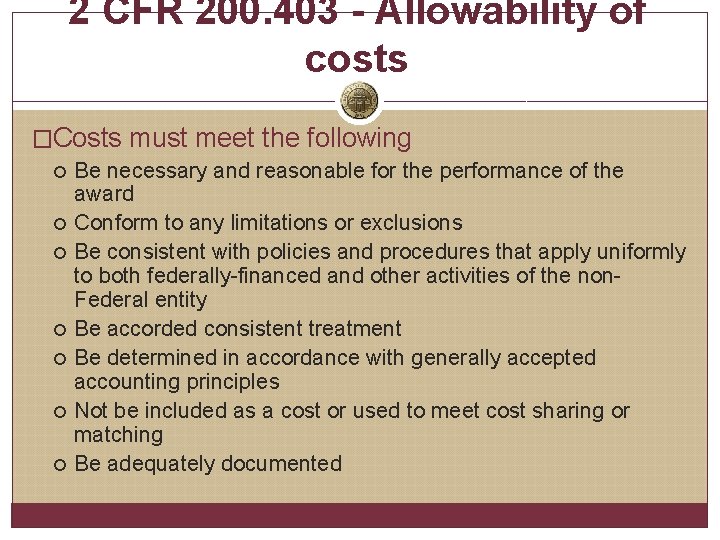 BUDGET DEVELOPMENT SPEAR W ORKSHOP Objectives Identify types