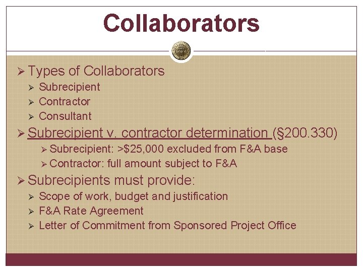 BUDGET DEVELOPMENT SPEAR W ORKSHOP Objectives Identify types