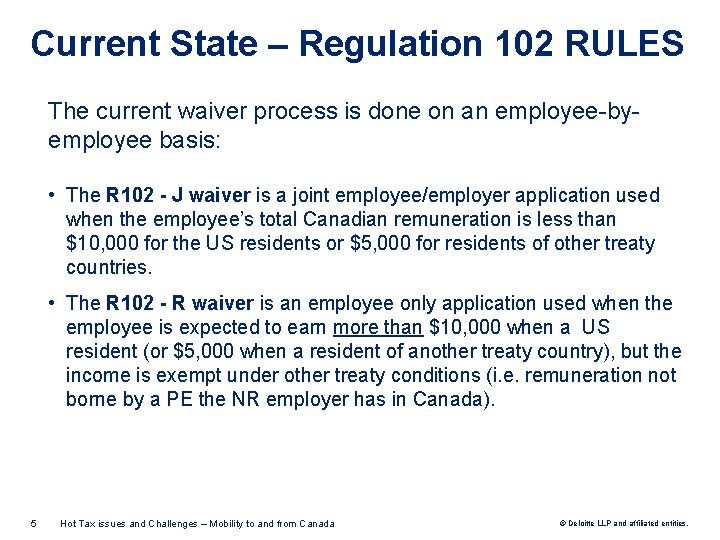 Hot Tax Issues and Challenges Mobility to and