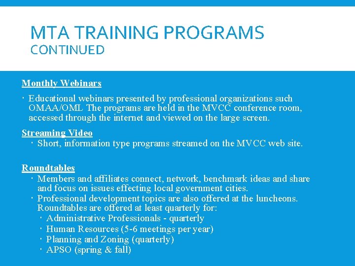 MUNICIPAL TRAINING ACADEMY A DIVISION OF THE MIAMI