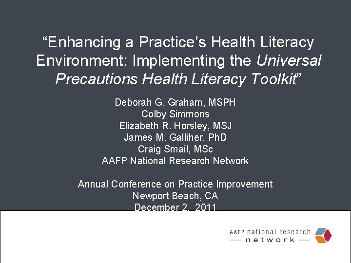 Enhancing a Practices Health Literacy Environment Implementing the