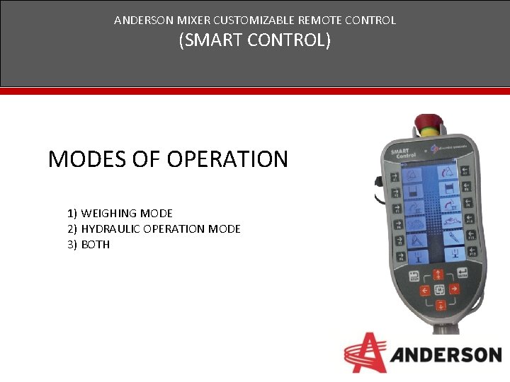 ANDERSON MIXER CUSTOMIZABLE REMOTE CONTROL SMART CONTROL ANDERSON