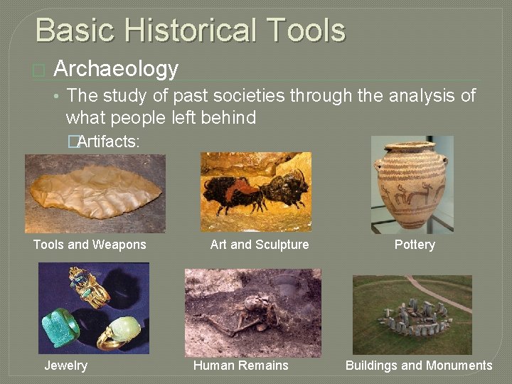Early Man Basic Historical Tools Archaeology The study