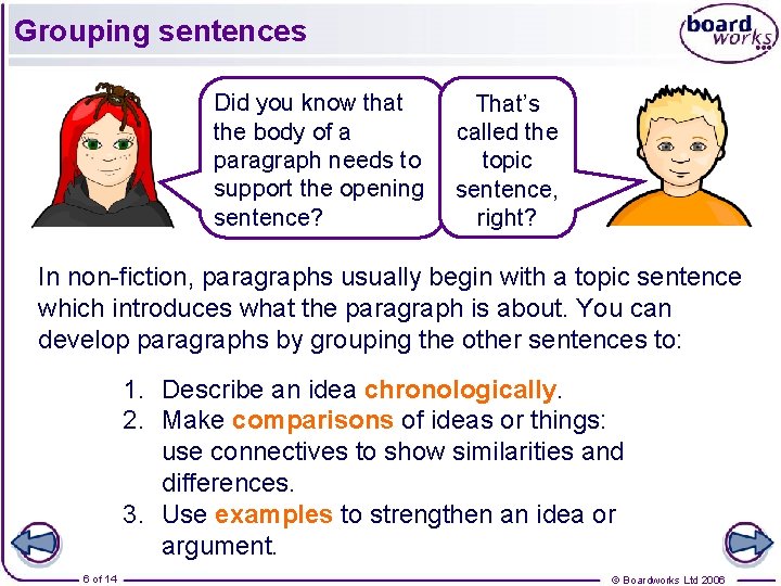 Grouping Sentences Year 8 Sentence Starters Icons key