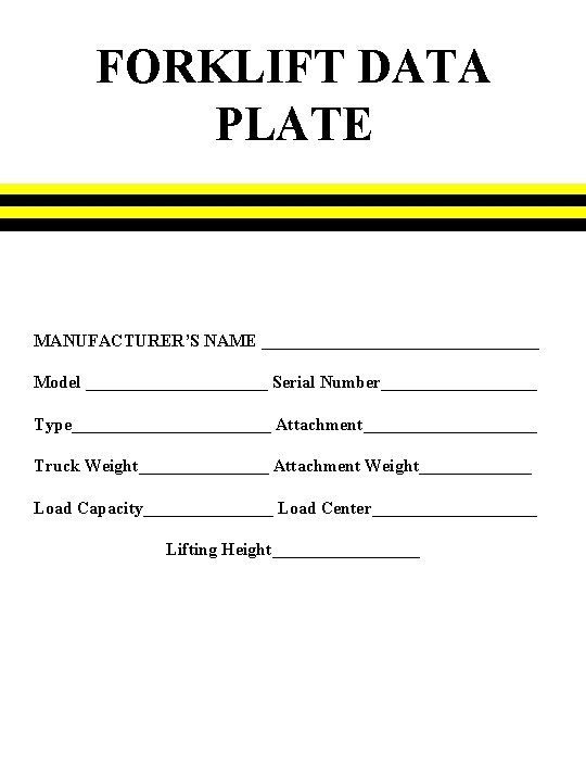 FORKLIFT SAFETY Presented by Greg Brooks TDL Instructor