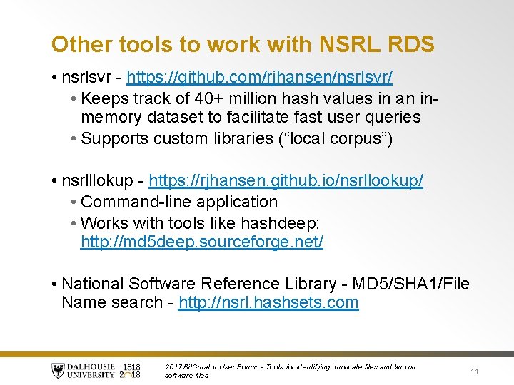 Tools for identifying duplicate files and known software