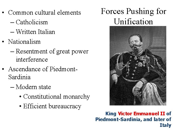 The Unification of Italy Insert a picture Italian