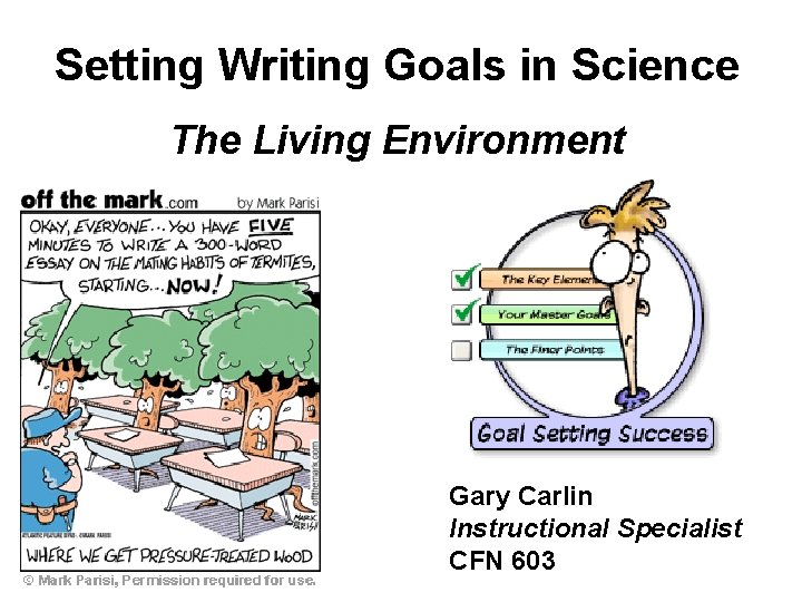 Setting Writing Goals in Science The Living Environment