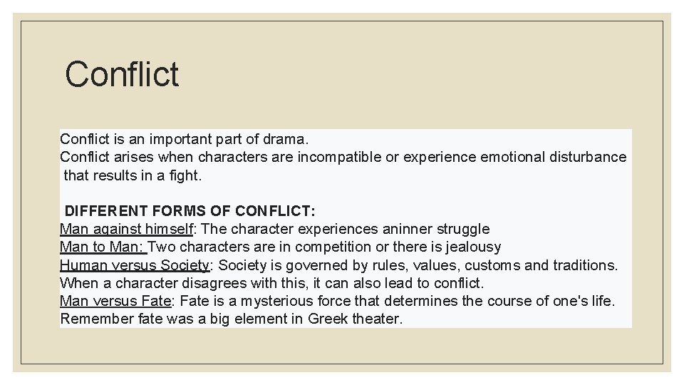 DIE BEGINSELS VAN DRAMA Graad 10 Drama Beginsels