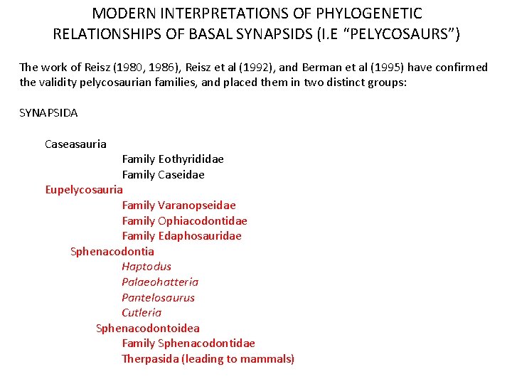 BIOLOGY 622 FALL 2014 BASAL AMNIOTA STRUCTURE AND