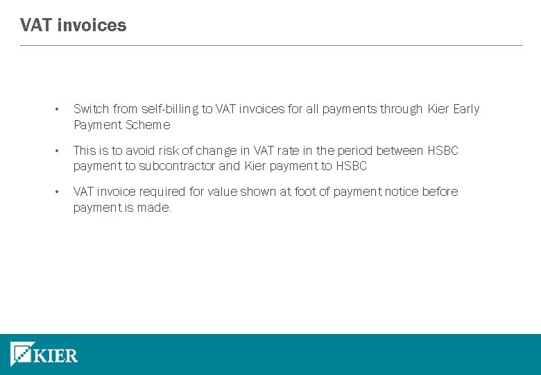 Welcome Employee Engagement Kier Early Payment Scheme April