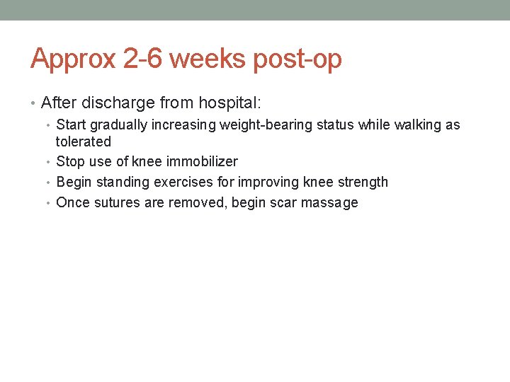 REHAB GUIDE FOLLOWING LIMB SPARING SURGERY FOR OSTEOSARCOMA