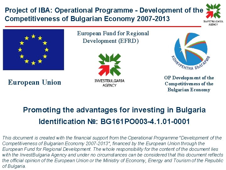 Project of IBA Operational Programme Development of the