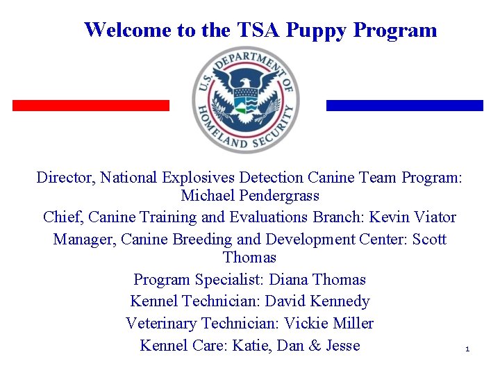 Welcome to the TSA Puppy Program Director National