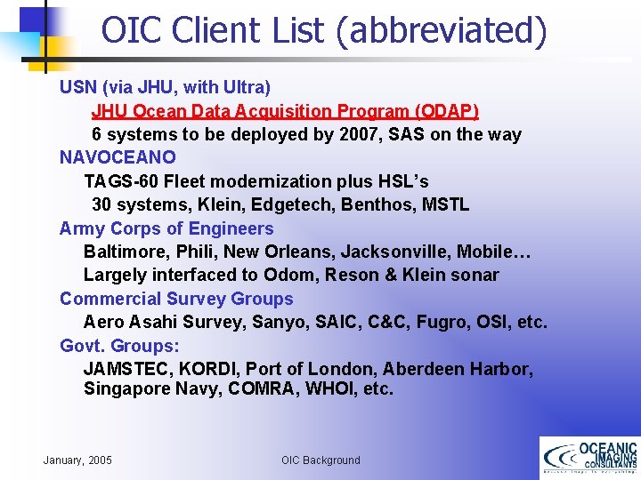 Oceanic Imaging Consultants Inc Professional Seafloor Mapping Software