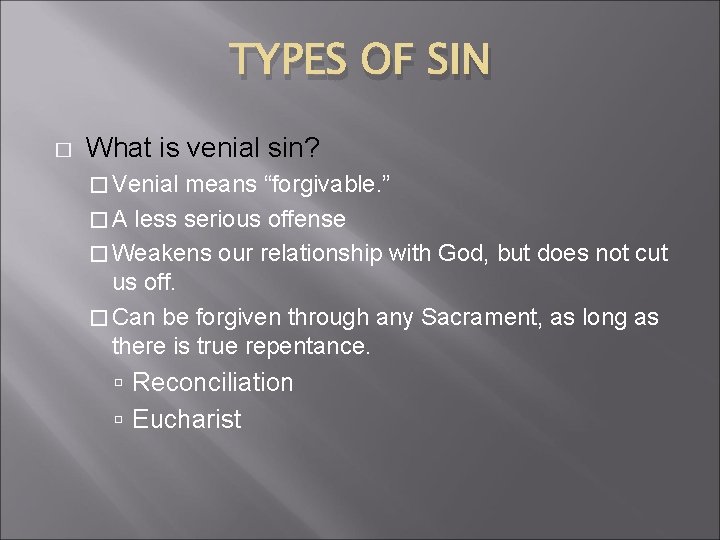 Sacrament of Reconciliation From Alienation to Reconciliation Stage