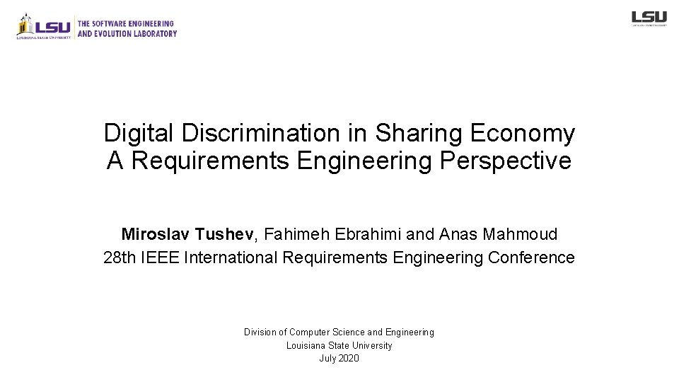 Digital Discrimination in Sharing Economy A Requirements Engineering