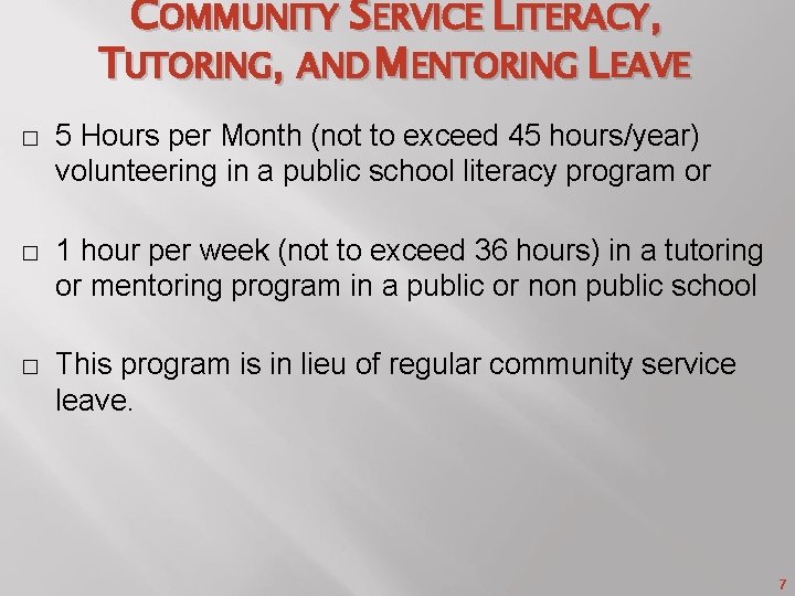 VACATION LEAVE Based on years of Service Is