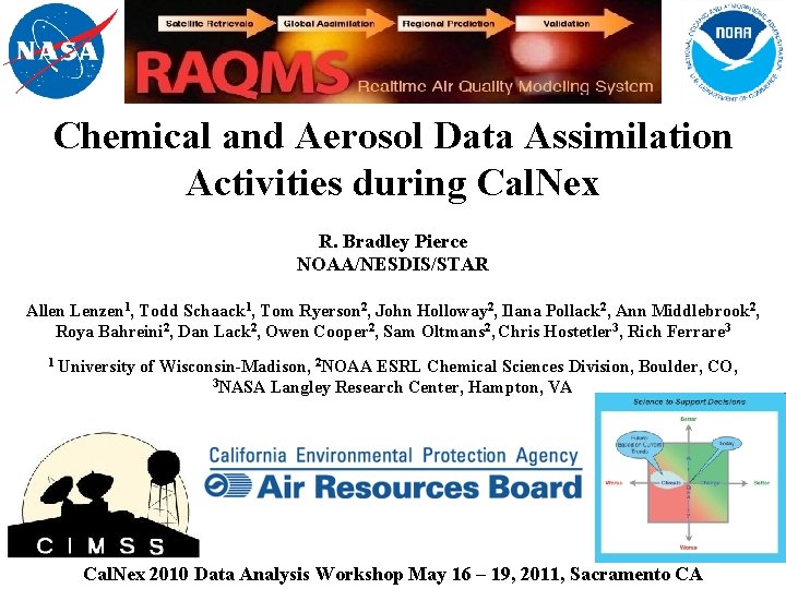 Chemical and Aerosol Data Assimilation Activities during Cal