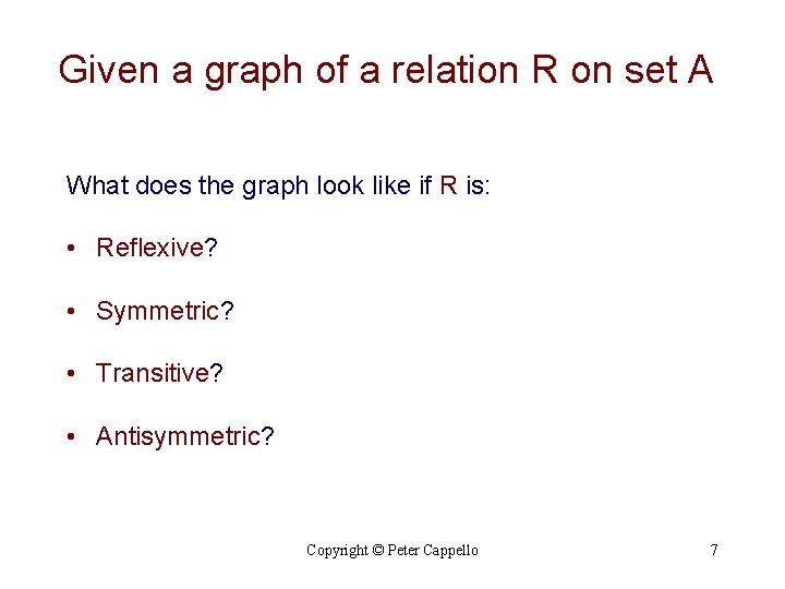 Representing Binary Relations Introduction Let S be a