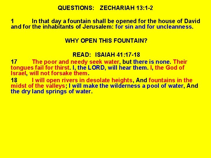 OUTLINE ZECHARIAH CHAPTER THIRTEEN DELIVERANCE OF ISRAEL READ