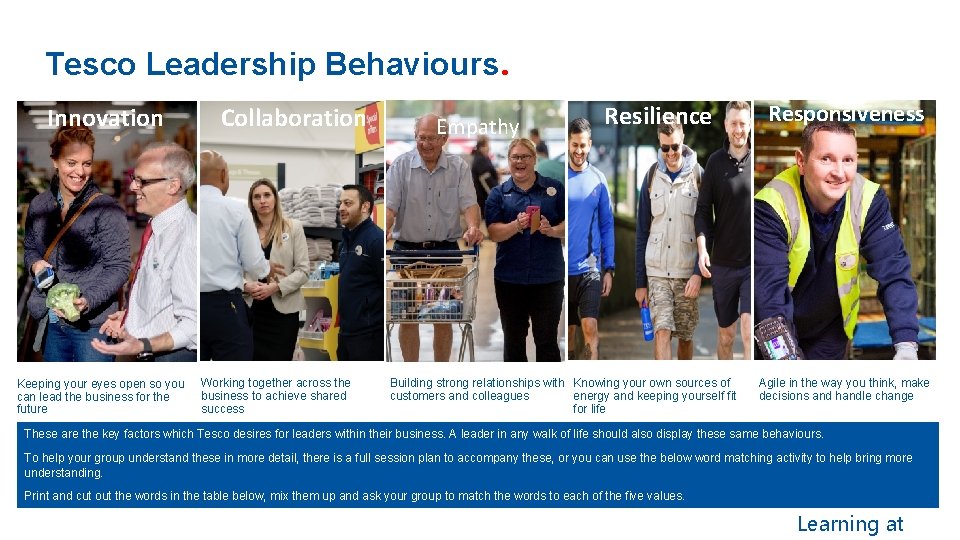 Tesco Leadership Behaviours Innovation Keeping your eyes open