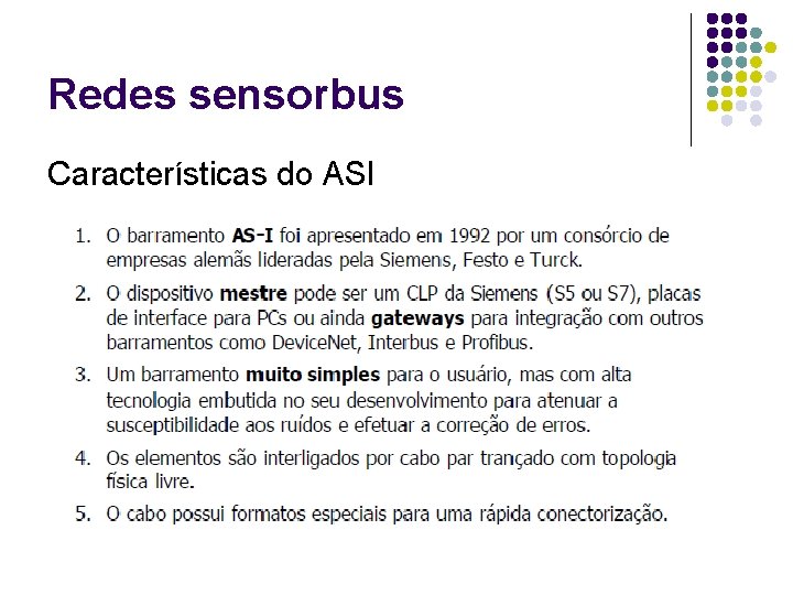 Redes industriais Redes de sensores Redes ASI Aula