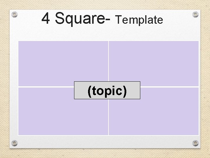 4 Square Graphic Organizers for Language Learning Sarah
