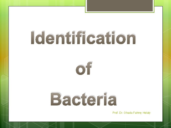 Prof Dr Ghada Fahmy Helaly Identification and classification