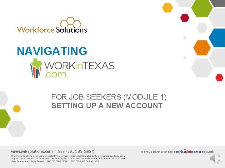 NAVIGATING FOR JOB SEEKERS MODULE 1 SETTING UP