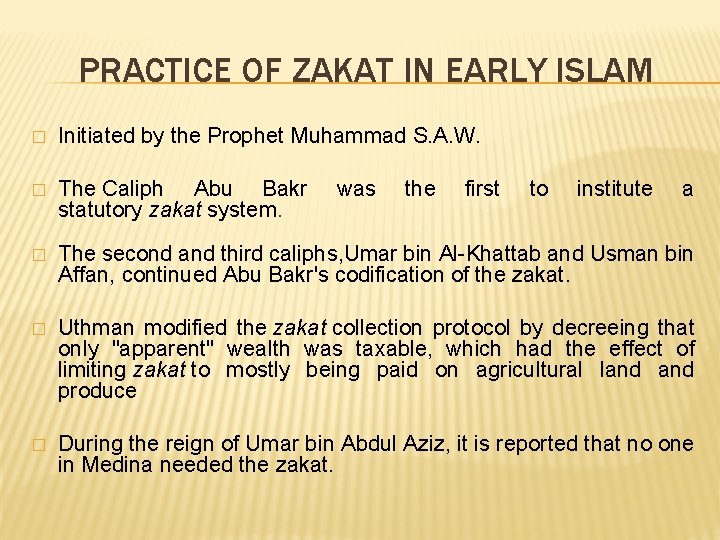 INTRODUCTION TO ZAKAT CONCEPTS OF ZAKAT Zakat one
