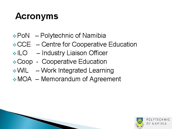 POLYTECHNIC OF NAMIBIA LEADERSHIP TECHNOLOGY ENTREPRENEURSHIP ...