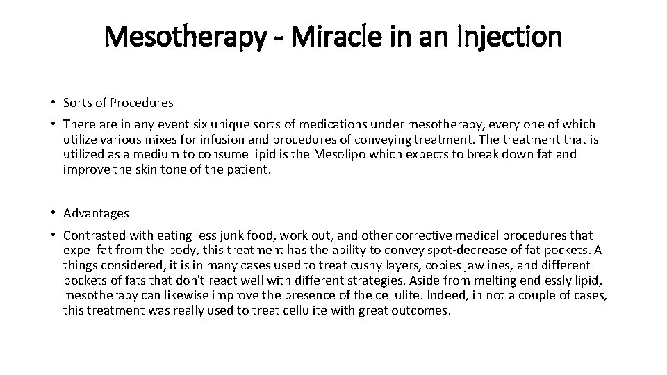 Mesotherapy Miracle in an Injection Fat Melting Injections