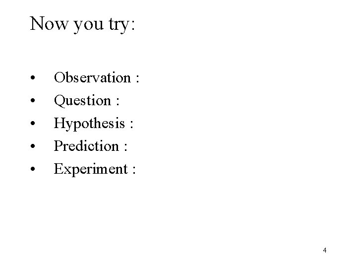 Scientific Method 1 Posing and Testing Methods Observation