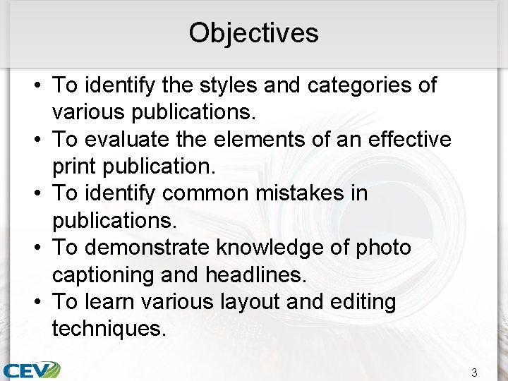 1 Main Menu Types of Publications Publication Elements
