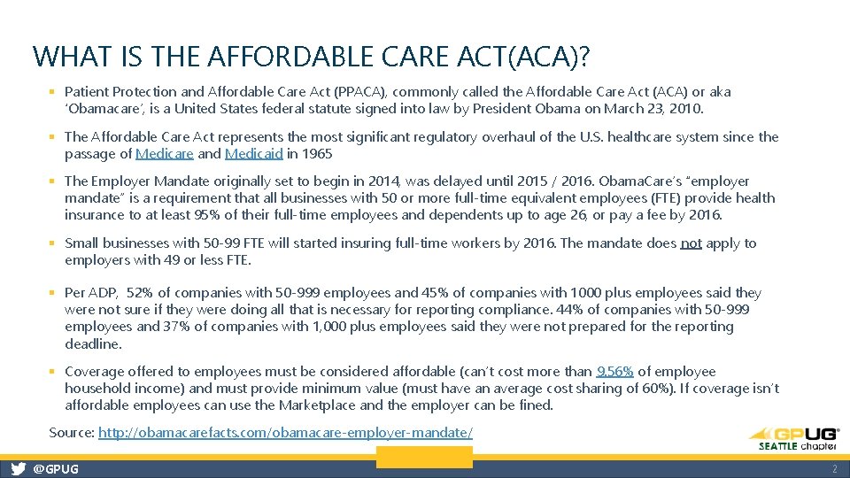 ACA AND YEAR END SETUP FOR ACA DECEMBER