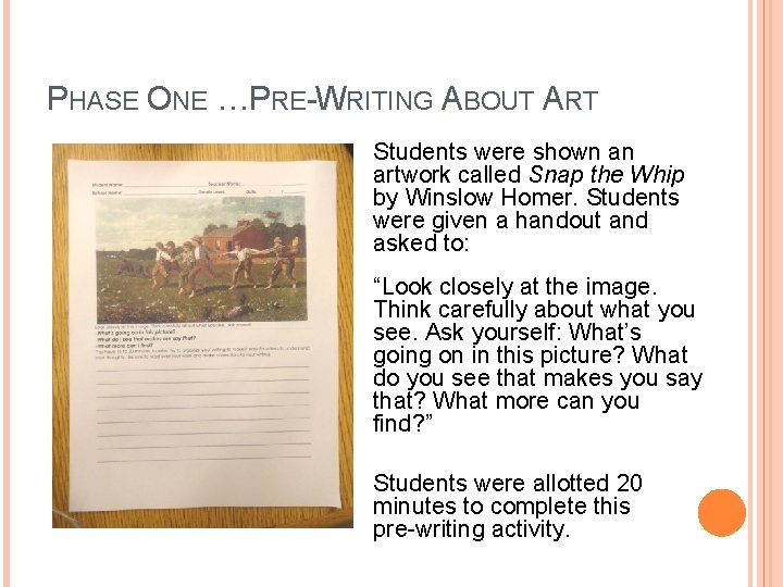 VISUAL THINKING STRATEGIES SIP PS 463 X Urban