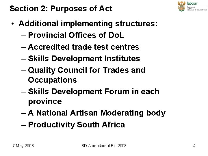 Skills Development Act 97 of 1998 Amendment Bill