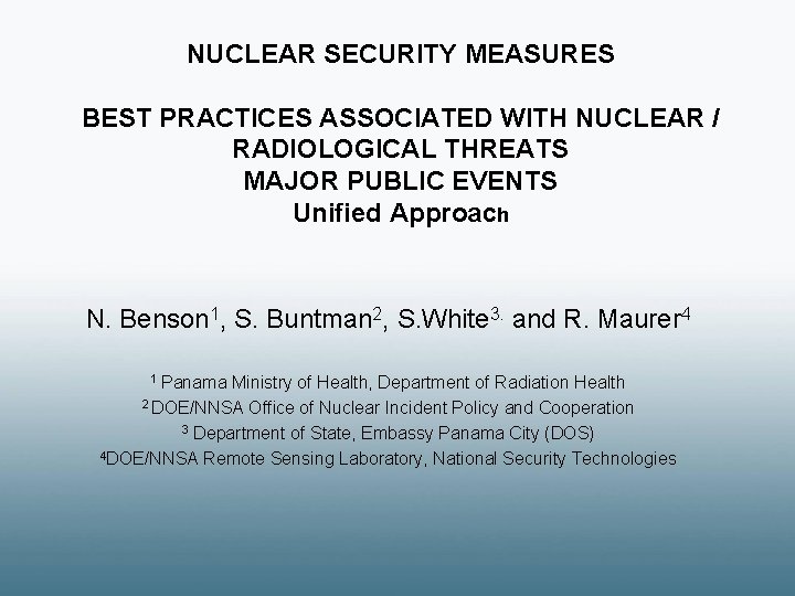 NUCLEAR SECURITY MEASURES BEST PRACTICES ASSOCIATED WITH NUCLEAR