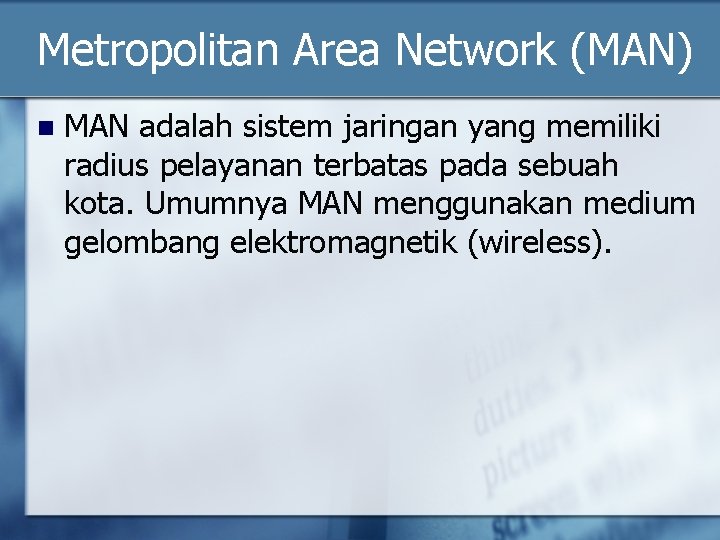 Jaringan Komputer Berdasarkan Area Local Area Network LAN