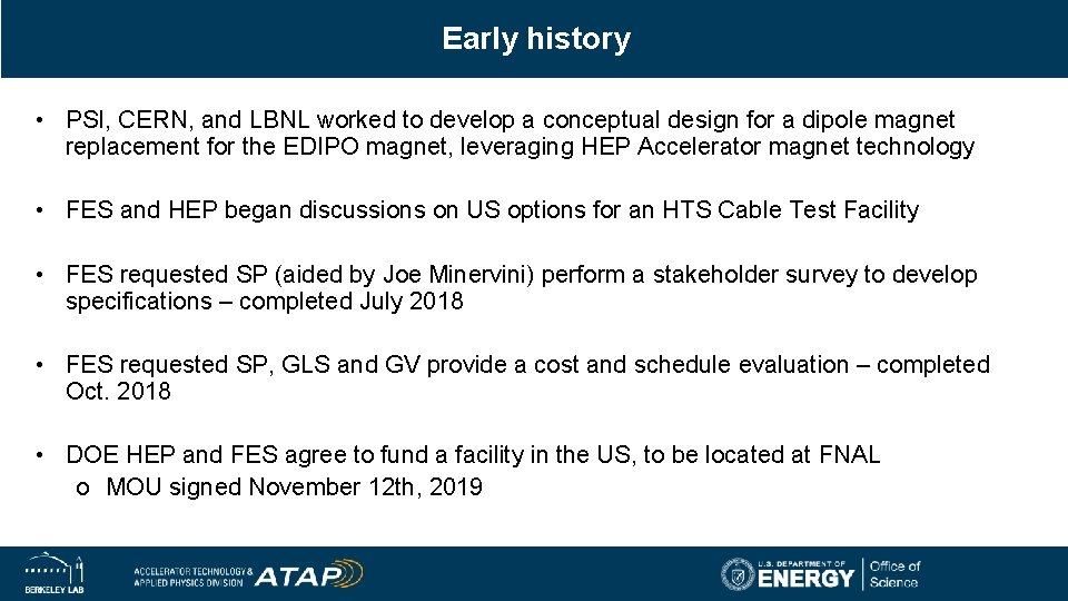 High Temperature Superconductor Cable Test Facility Overview of